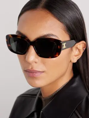 Celine Triomphe Rectangular Sunglasses - Tortoiseshell