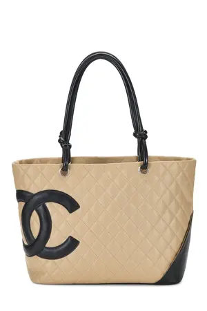 Chanel Cambon Quilted Calfskin Tote - Beige