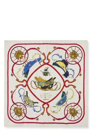 Hermès Multicolor 'springs' Silk Scarf 90 - White