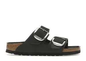 BIRKENSTOCK Arizona Big Buckle Oiled Leather Sandals - Black
