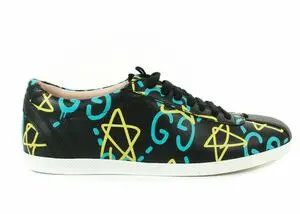 Gucci Ace Graffiti Ghost Stars Sneakers - Black/blue/yellow
