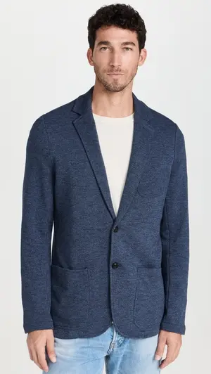 Faherty Brand Inlet Knit Blazer - Deep Navy Melange