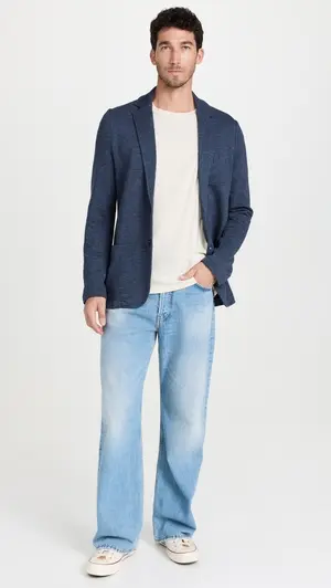 Faherty Brand Inlet Knit Blazer - Deep Navy Melange