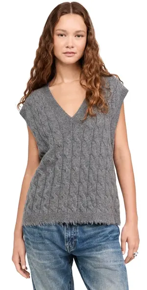 RE/DONE Cashmere Cable Knit Vest