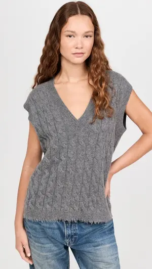 RE/DONE Cashmere Cable Knit Vest