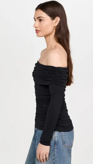 Susana Monaco Off-shoulder Gathered Top - Black