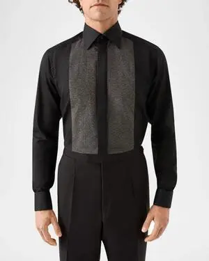 Eton Apos;s Evening Jacquard Bib Slim-fit Dress Shirt - Black