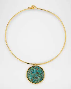 Nest Jewelry NEST Jewelry Carved Turquoise Pendant Collar Necklace Turquoise
