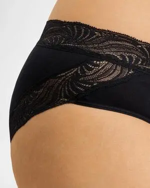 Hanro Cotton Delight Lace-trim High-cut Briefs - Black