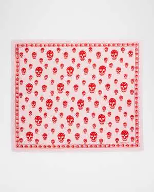 Alexander McQueen Classic Skull Wool Scarf 5972 Powde