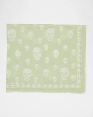 Alexander McQueen Classic Skull Wool Scarf Oyster Ivory