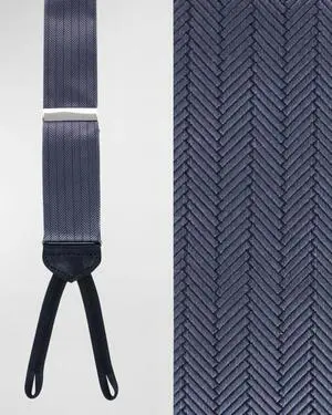 Trafalgar Herringbone Silk Braces - Pewter