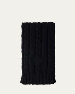 Prada Cable-knit Cashmere Scarf Bleu