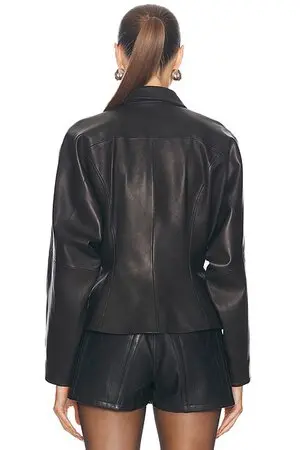 THE SEI Fitted Leather Jacket - Black