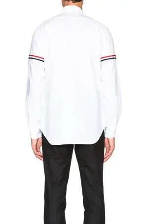 Thom Browne Classic Button Down With Grosgrain Armbands - White