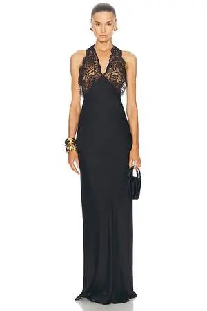 Saint Laurent Lace Bodice Long Dress