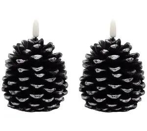 LUMABASE Set Of 2 Battery Operated Pinecone Can Dles - One-color