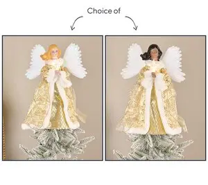 MR. CHRISTMAS As Is Fiberoptic Angel Tree Top W/ Velvet Dress - One-color