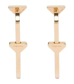 Prada Triangle Hoop Earrings - Metallic
