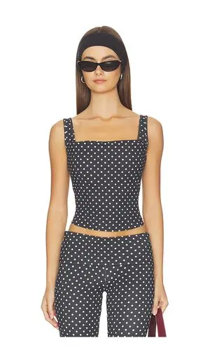 Miaou Luna Polka Dot Cropped Top - Black Small Dot