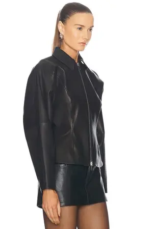 THE SEI Fitted Leather Jacket - Black