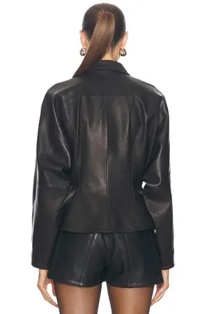 THE SEI Fitted Leather Jacket - Black
