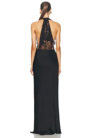 Saint Laurent Lace Bodice Long Dress