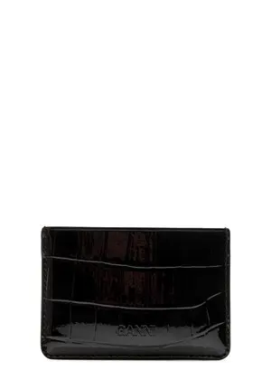GANNI Bou Crocodile-effect Patent Leather Card Holder