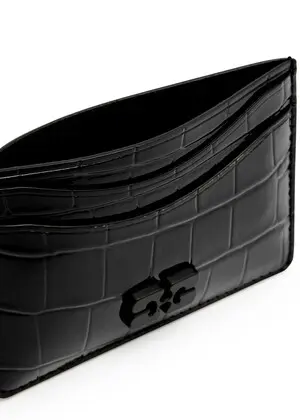 GANNI Bou Crocodile-effect Patent Leather Card Holder
