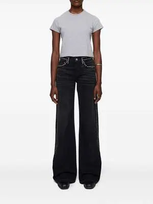 RE/DONE Studded Wide-leg Jeans - Black