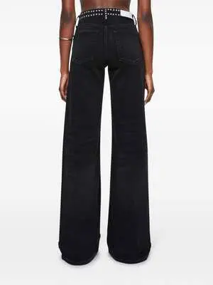 RE/DONE Studded Wide-leg Jeans - Black