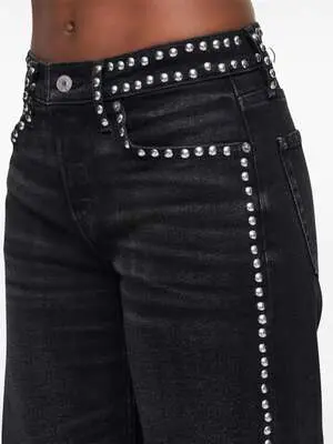 RE/DONE Studded Wide-leg Jeans - Black