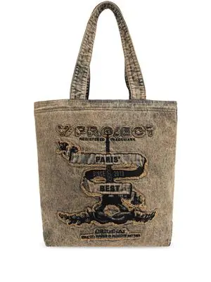 Y/project Acid-wash Logo-patch Tote Bag