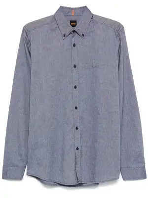 BOSS Button-down Cotton Shirt - Blue