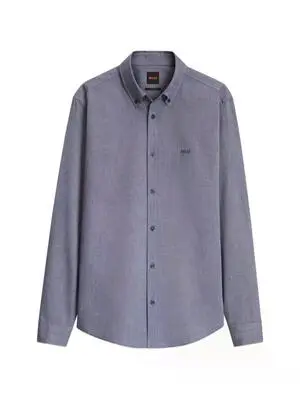 BOSS Button-down Cotton Shirt - Blue