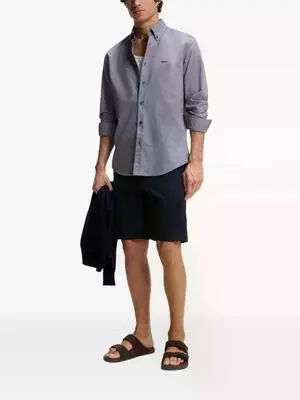 BOSS Button-down Cotton Shirt - Blue