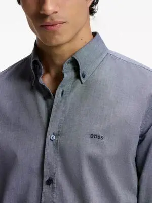 BOSS Button-down Cotton Shirt - Blue
