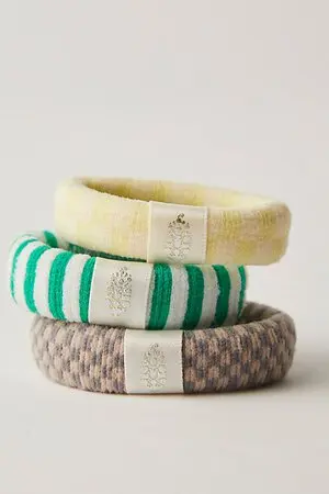 Free People We Move Hair Tie Pack Set Yellow Motif