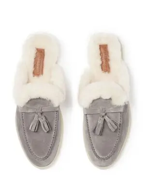 SCAROSSO Lucrezia Suede Mules - Grey