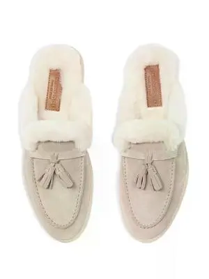 SCAROSSO Lucrezia Suede Mules - Neutrals