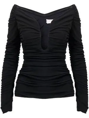 Carolina Herrera Ruched U-neck Top