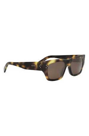 Celine 3 Dots 53mm Geometric Sunglasses - Blonde Havana / Brown