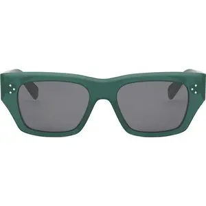 Celine CELINE 3 Dots 53mm Geometric Sunglasses Shiny Dark Green / Smoke