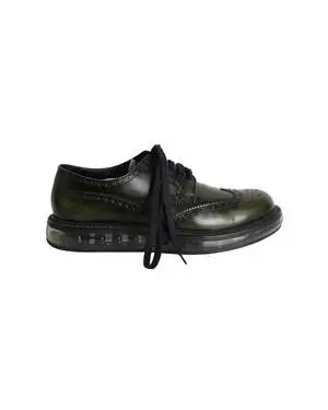 Prada Air Sole Derby Shoes In Green Leather - Black