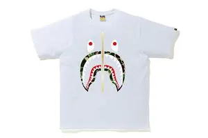 A BATHING APE Abc Camo Shark Tee Shirt - White/green/gold