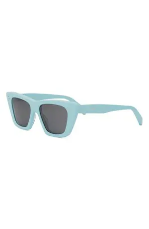 Celine Bold 3 Dots 51mm Cat Eye Sunglasses - Shiny Light Blue / Smoke