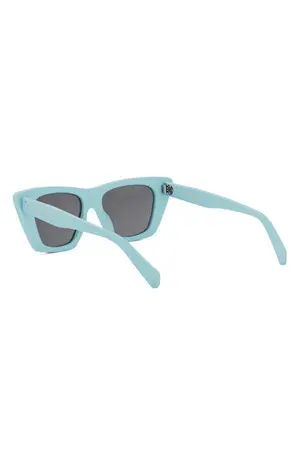 Celine Bold 3 Dots 51mm Cat Eye Sunglasses - Shiny Light Blue / Smoke