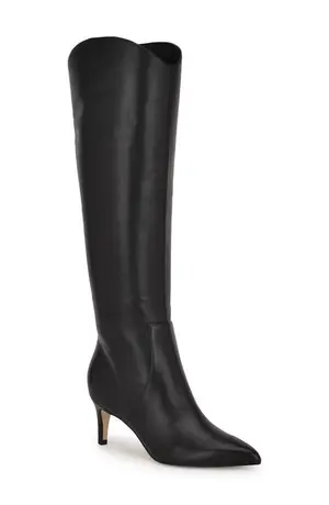 Nine West Sirena Pointed Toe Knee High Boots - Black