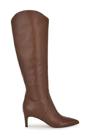 Nine West Sirena Pointed Toe Knee High Boots - Medium Brown