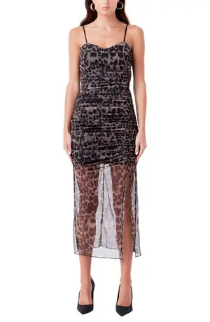 Endless Rose Ruched Mesh Midi Dress